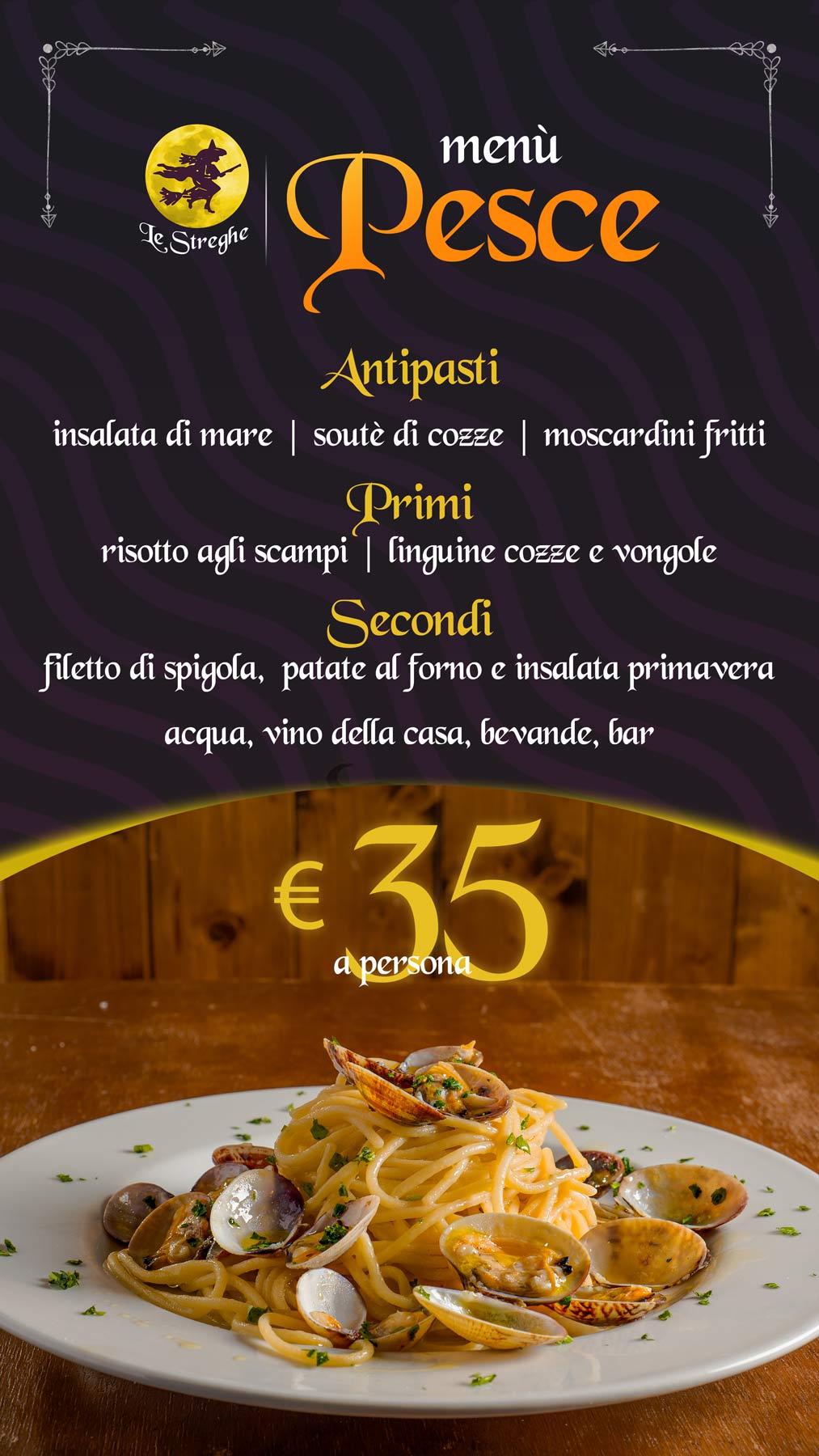 Menu Pesce - Eventi / Serate a Tema - Cena Spettacolo - Ristorante le ...